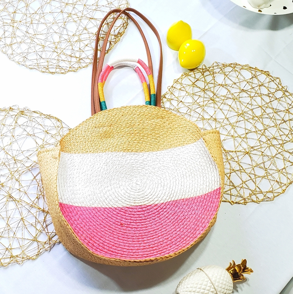 Women Woven Round Rattan Straw Bag - Gem